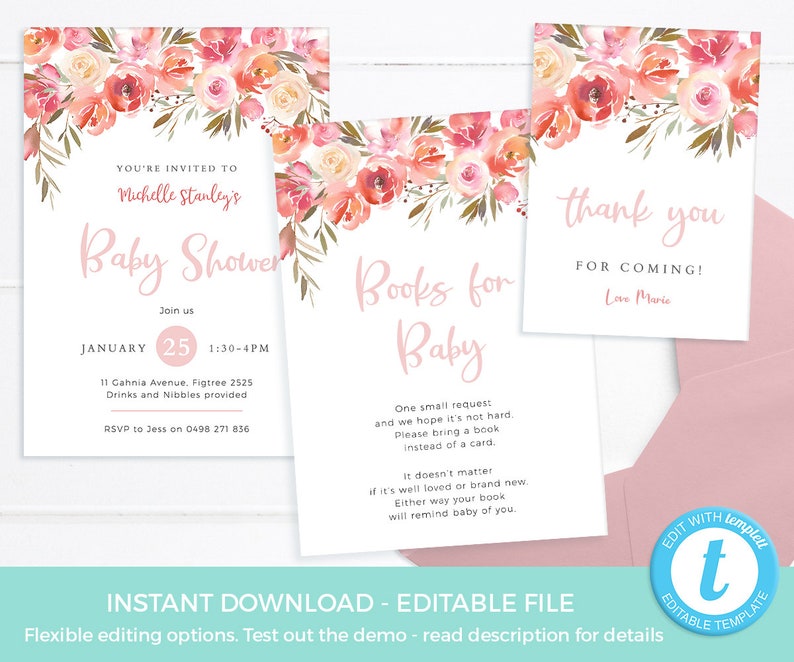 Blush Place Cards EDITABLE Template Pink Floral Name Cards - Etsy