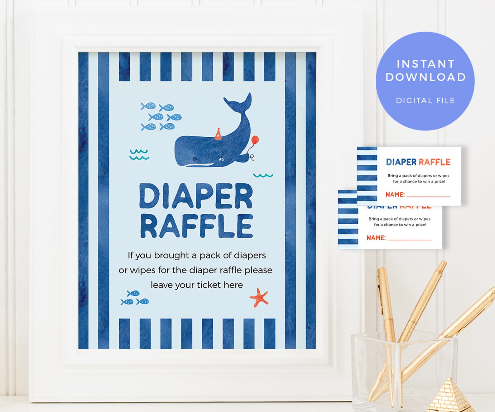 Nappy Raffle Sign and Ticket INSTANT Download Nautical Nappy - Etsy