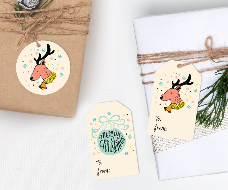 Printable Christmas Gift Tags Cute Reindeer Gift Tags - Etsy
