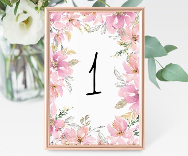 Table numbers INSTANT download. Classy Pink Table number cards | Etsy