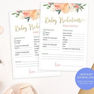 Nappy Raffle Sign and Ticket INSTANT Download, Peach Floral Nappy ...