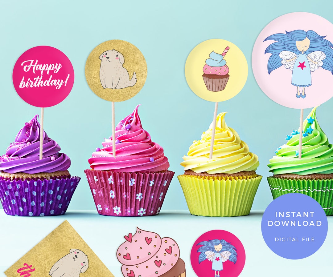 Cupcake Toppers, PRINTABLE Party Labels, Kids Party Labels, Kids ...