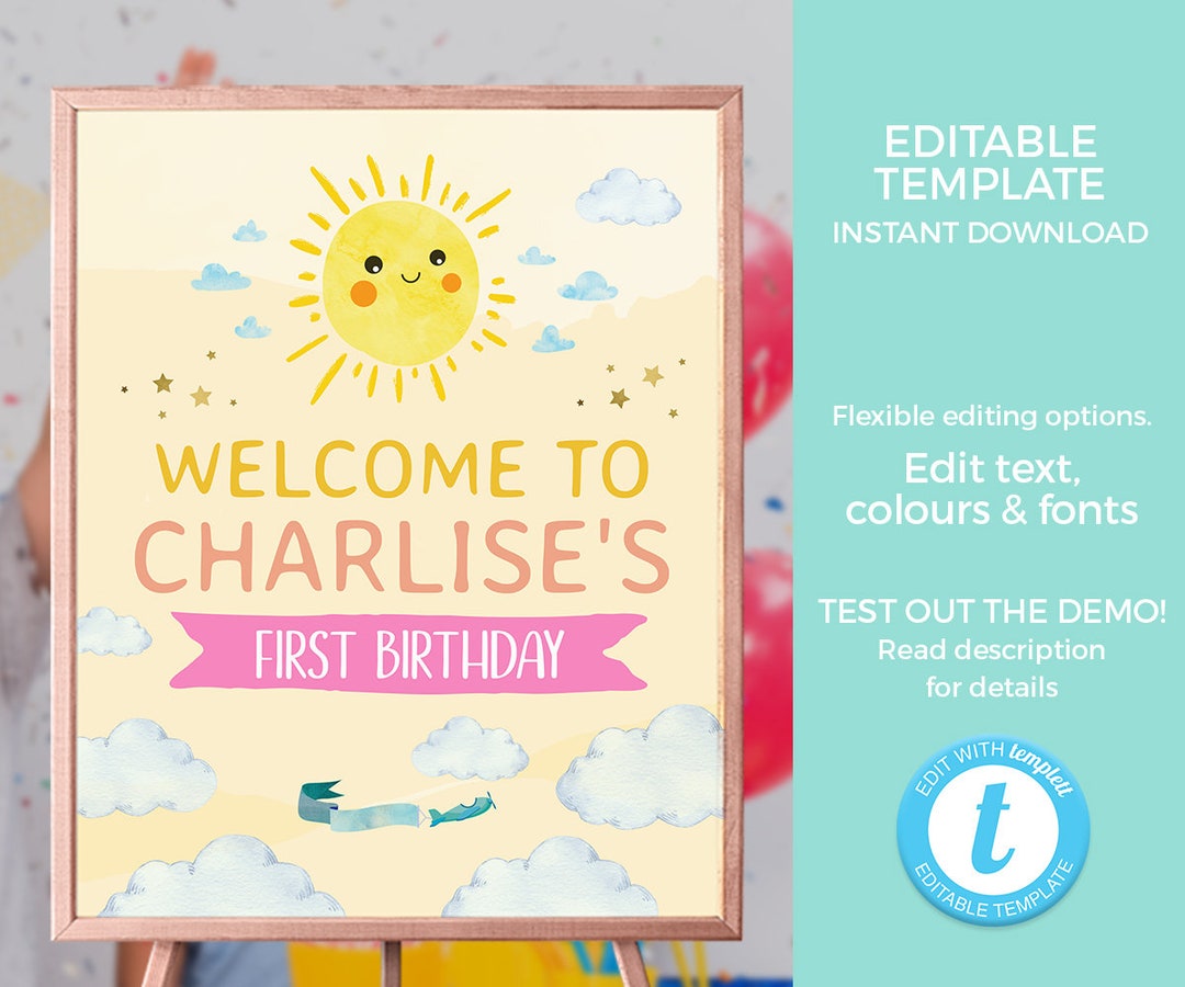 Little Sunshine Welcome Sign PRINTABLE, You Are My Sunshine Birthday ...