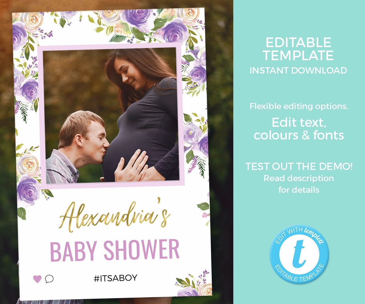 Violet Photo Frame TEMPLATE Baby Shower Photo Booth Frame | Etsy