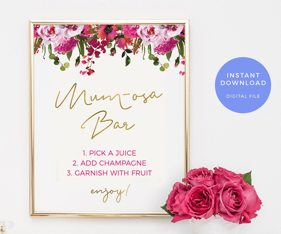 Mumosa Sign PRINTABLE. Bright Pink Momosa Baby Shower Sign - Etsy Australia