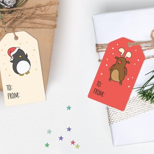 Santa Gift Tags, Printable Tags, Penguin Gift Tags, Cute Reindeer Gift ...