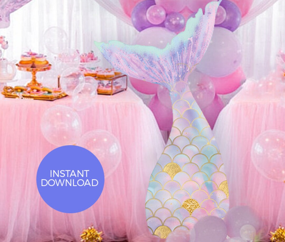 Large Mermaid Tail Party Decoration PRINTABLE, Mermaid Cutout, Mermaid ...