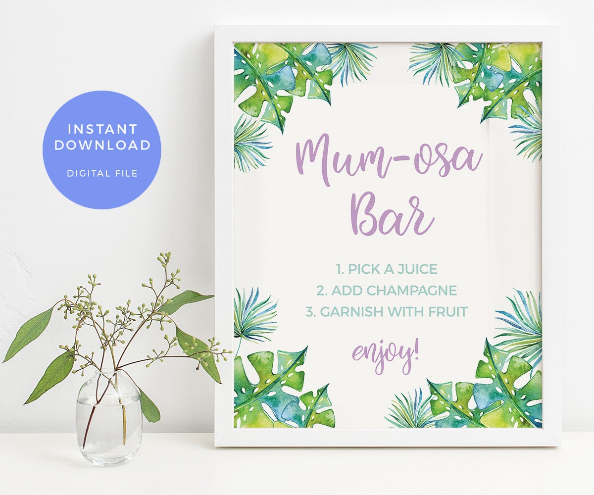 Mumosa sign PRINTABLE. Tropical Momosa Baby shower sign | Etsy