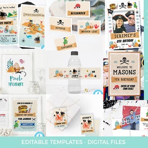 Pirate Party Tags TEMPLATE, Pirate Tags EDITABLE Party Favor Tags, Boy ...