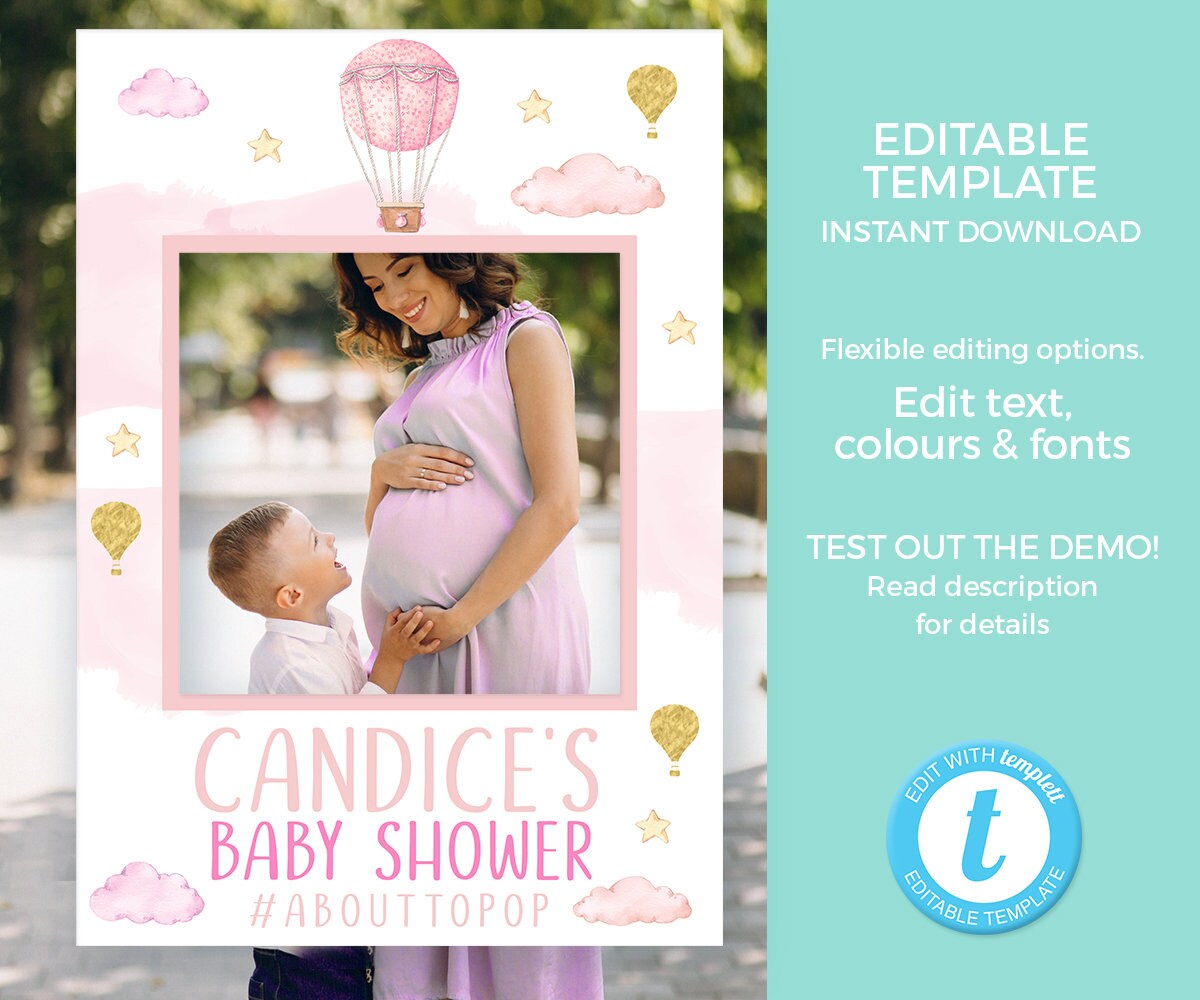 Hot Air Balloon Photo Frame PRINTABLE Pink Photo Booth Frame | Etsy