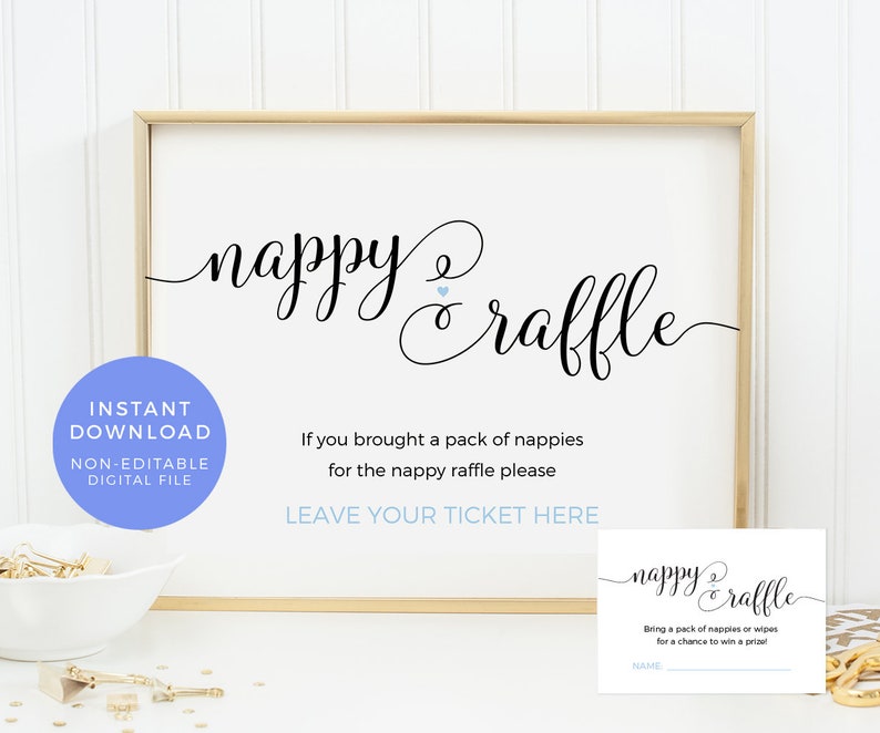 Nappy Raffle Sign and Tickets Printable Black Elegant Baby - Etsy