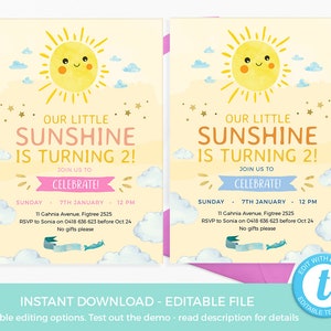 Little Sunshine Place Card EDITABLE You Are My Sunshine - Etsy