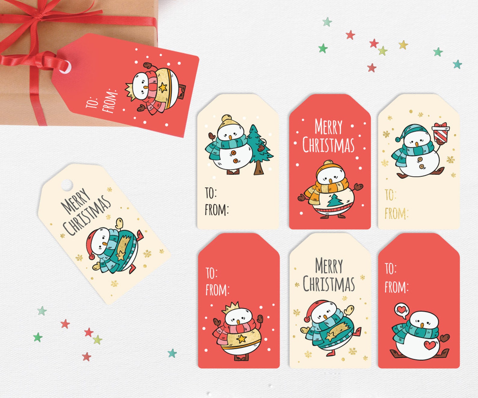 Snowman Gift Tags Printable Snowmen Gift Tags Cute Christmas - Etsy