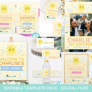 Sunshine Water Bottle Labels PRINTABLE, Little Sunshine Label TEMPLATE ...
