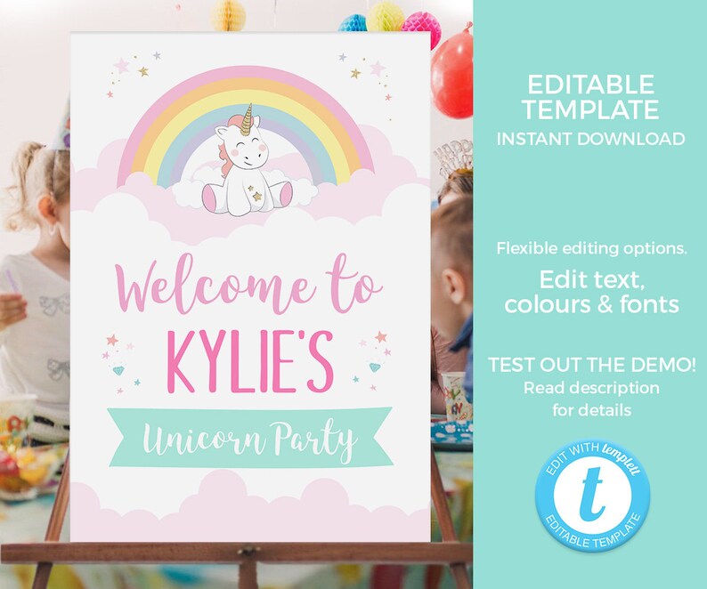 Unicorn Food Labels TEMPLATE Unicorn Place Cards EDITABLE - Etsy
