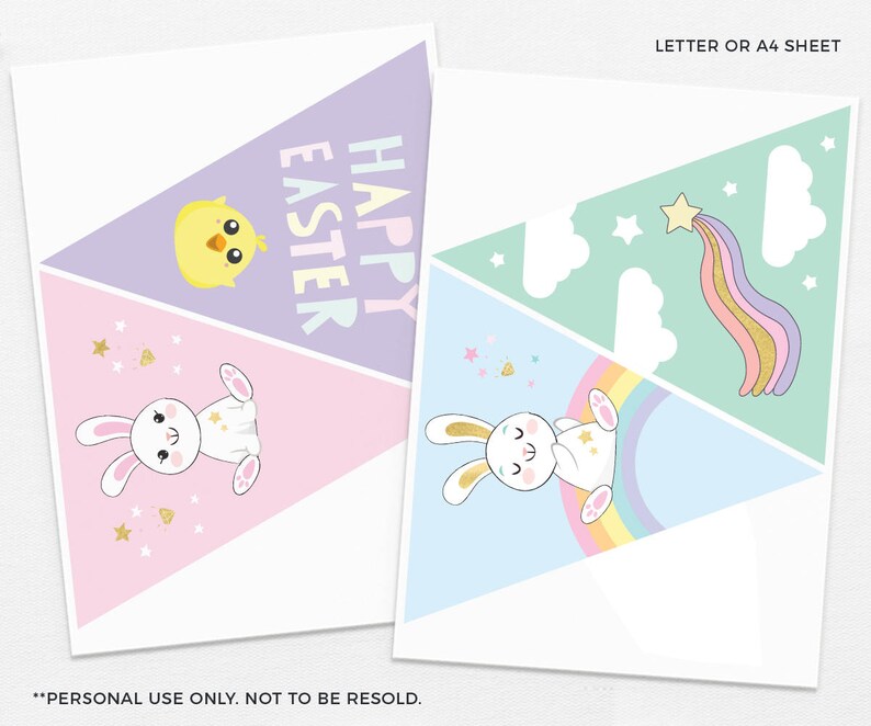 Easter Paper Garland PRINTABLE Cute Easter Bunny Bunting - Etsy