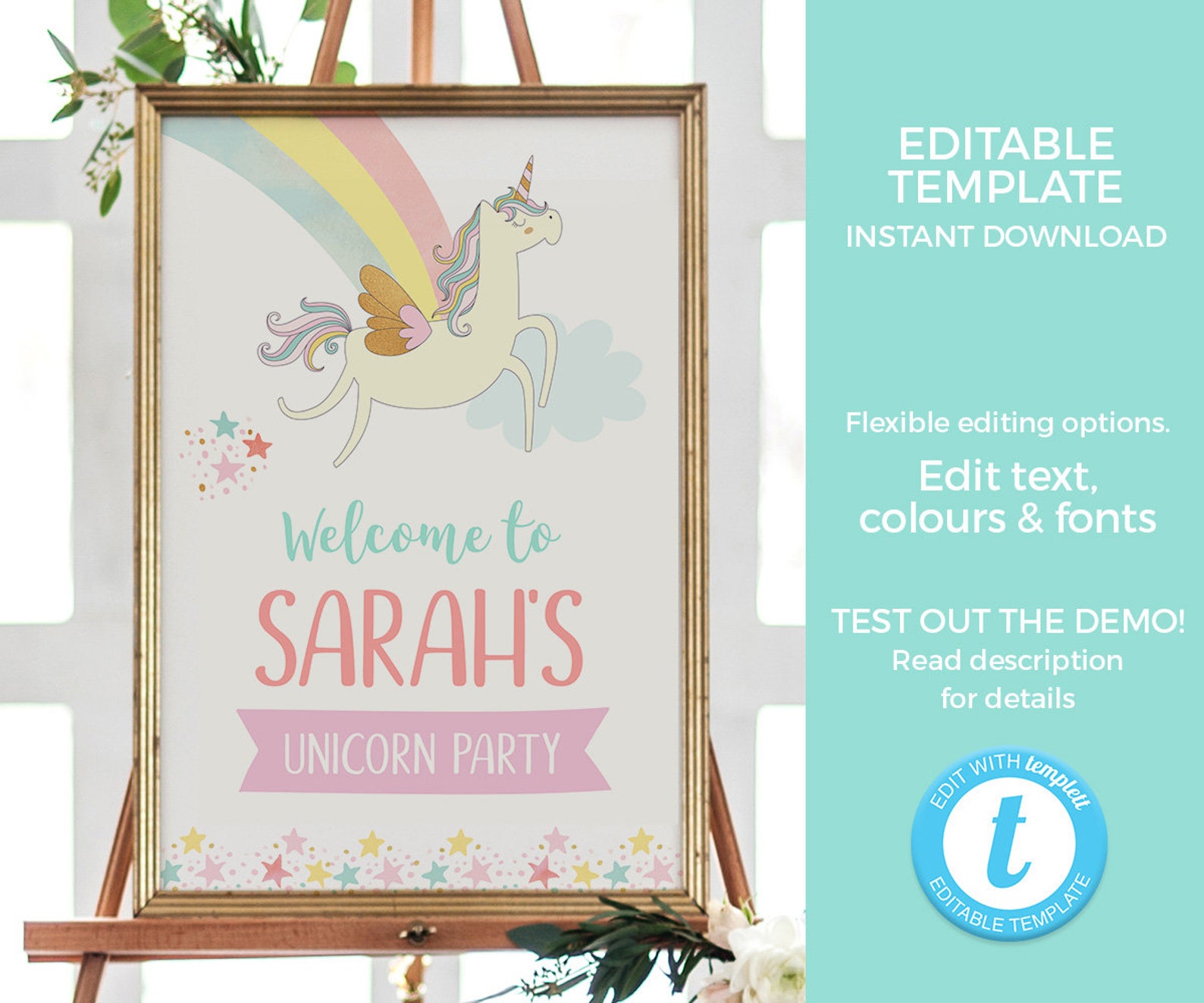 Unicorn Photo Frame PRINTABLE Unicorn Photo Booth Frame | Etsy