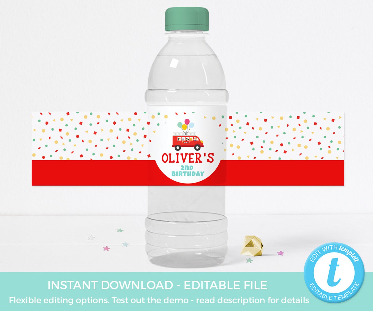 Fire Truck Tags & Toppers Set EDITABLE Template Fire Engine - Etsy