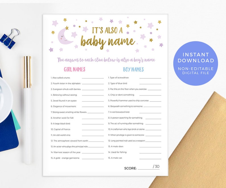 Its Also a Baby Name Game DOWNLOAD Summer Floral Baby Shower | Etsy