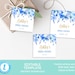 Blue Floral Bottle Labels TEMPLATE Blue Water Bottle Labels - Etsy