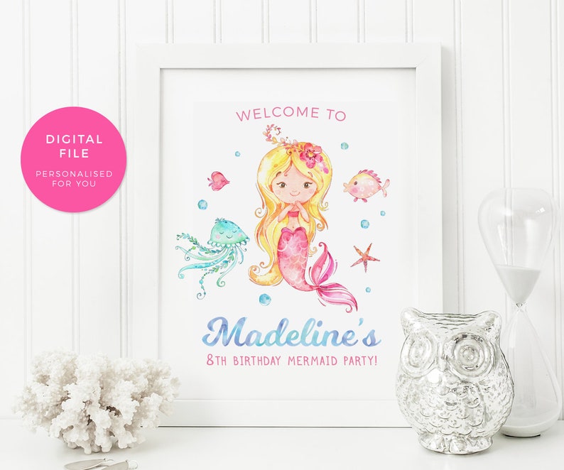 Mermaid Shell Backdrop PRINTABLE Personalised Mermaid - Etsy