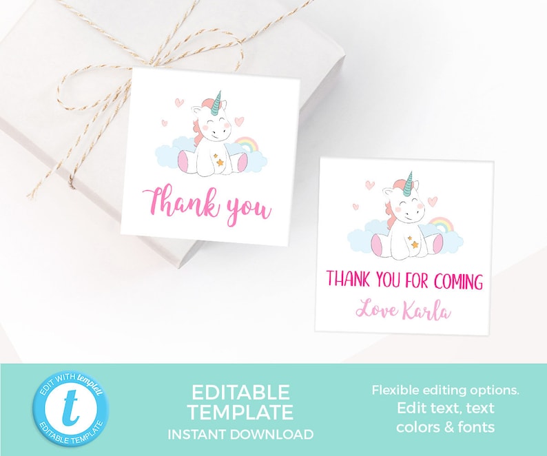 Unicorn Tags TEMPLATE First Birthday Party Tag EDITABLE 1st - Etsy