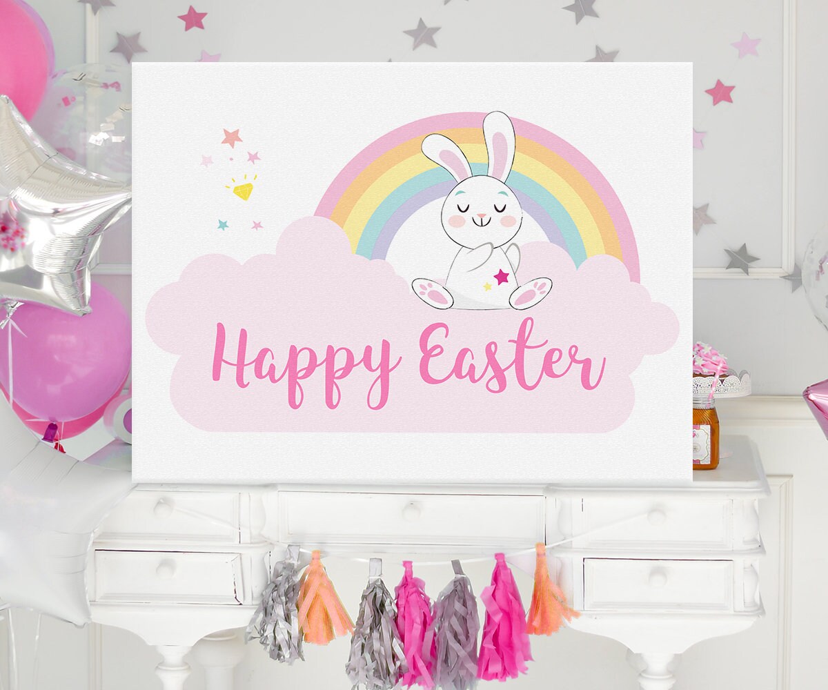 Happy Easter Poster EDITABLE Template Large Easter Sign | Etsy