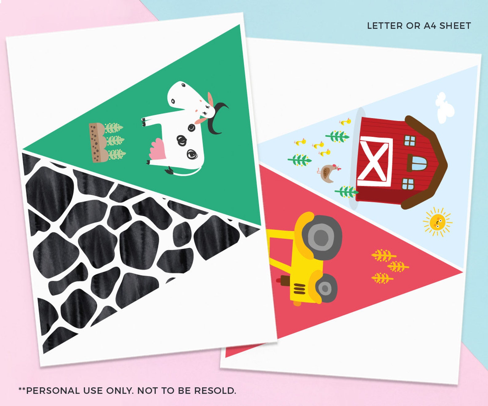 Farm Paper Garland Farm Animal Flag Bunting PRINTABLE - Etsy