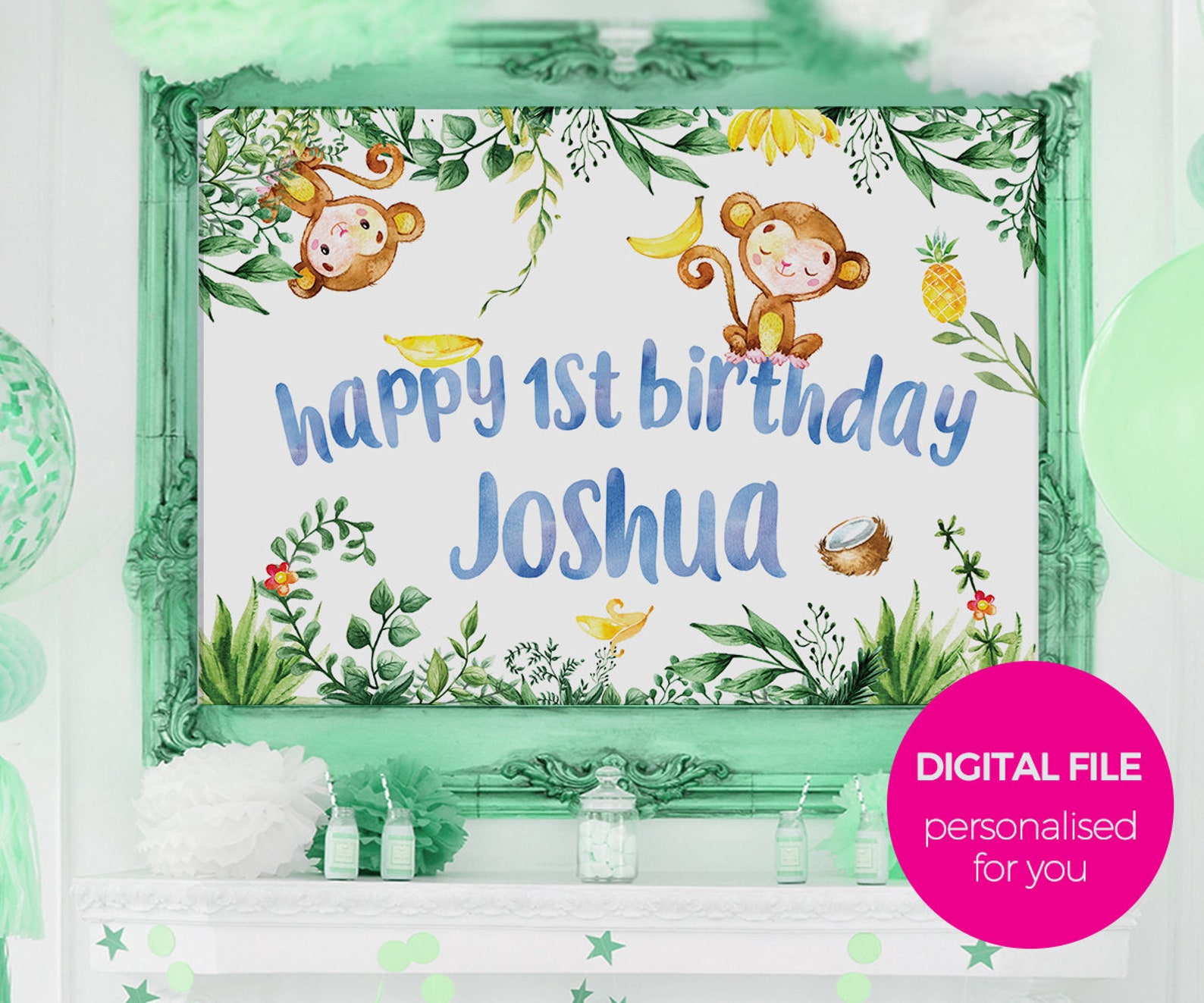 Cheeky Little Monkey Party Backdrop PRINTABLE Monkey Sign - Etsy