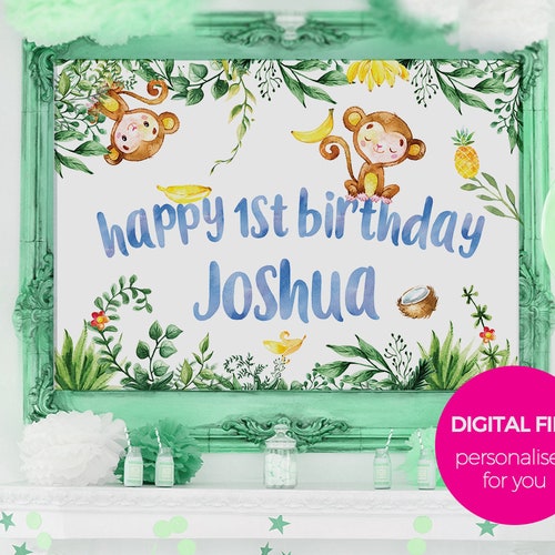 Cheeky Little Monkey Party Backdrop PRINTABLE Monkey Sign - Etsy