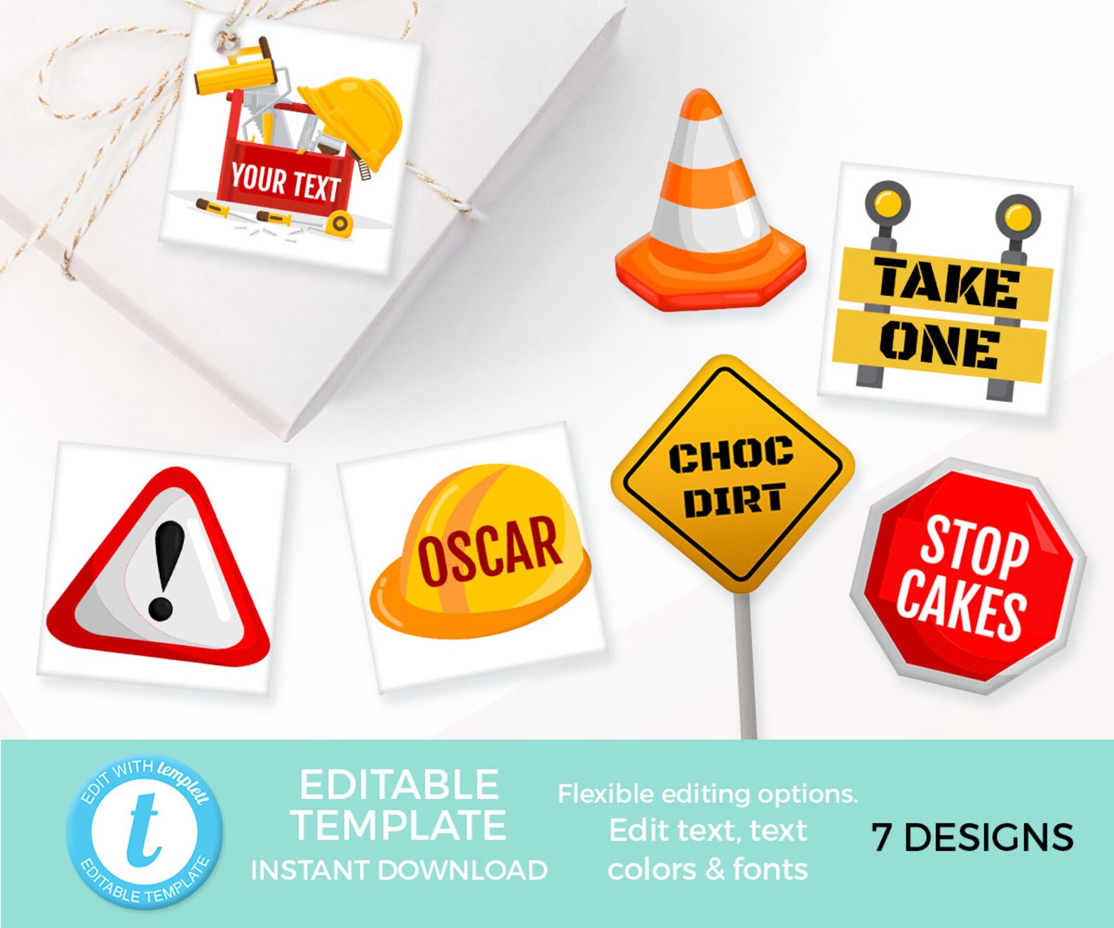 Construction Party Welcome Sign EDITABLE Template | Etsy