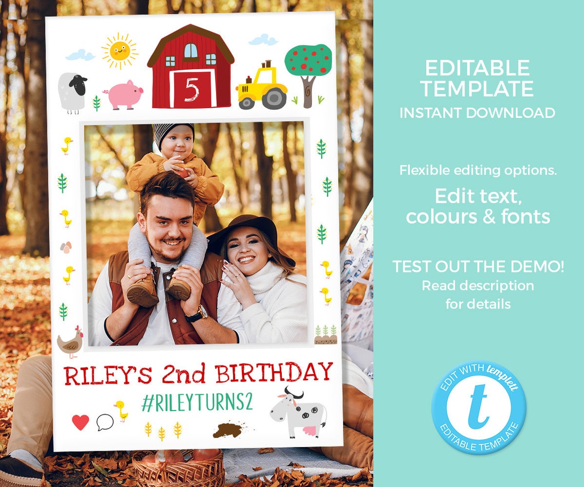 Farm Party Decor Set EDITABLE Templates Printable Barnyard - Etsy