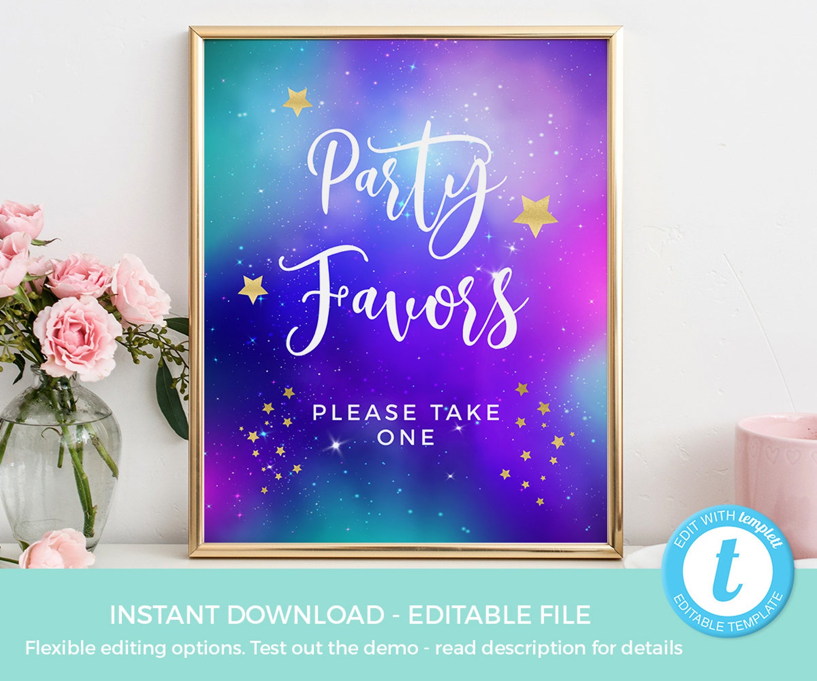 Galaxy Welcome Sign PRINTABLE Galaxy Birthday Sign TEMPLATE | Etsy