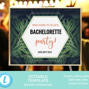 Tropical Welcome Sign PRINTABLE, Greenery Housewarming Sign TEMPLATE ...