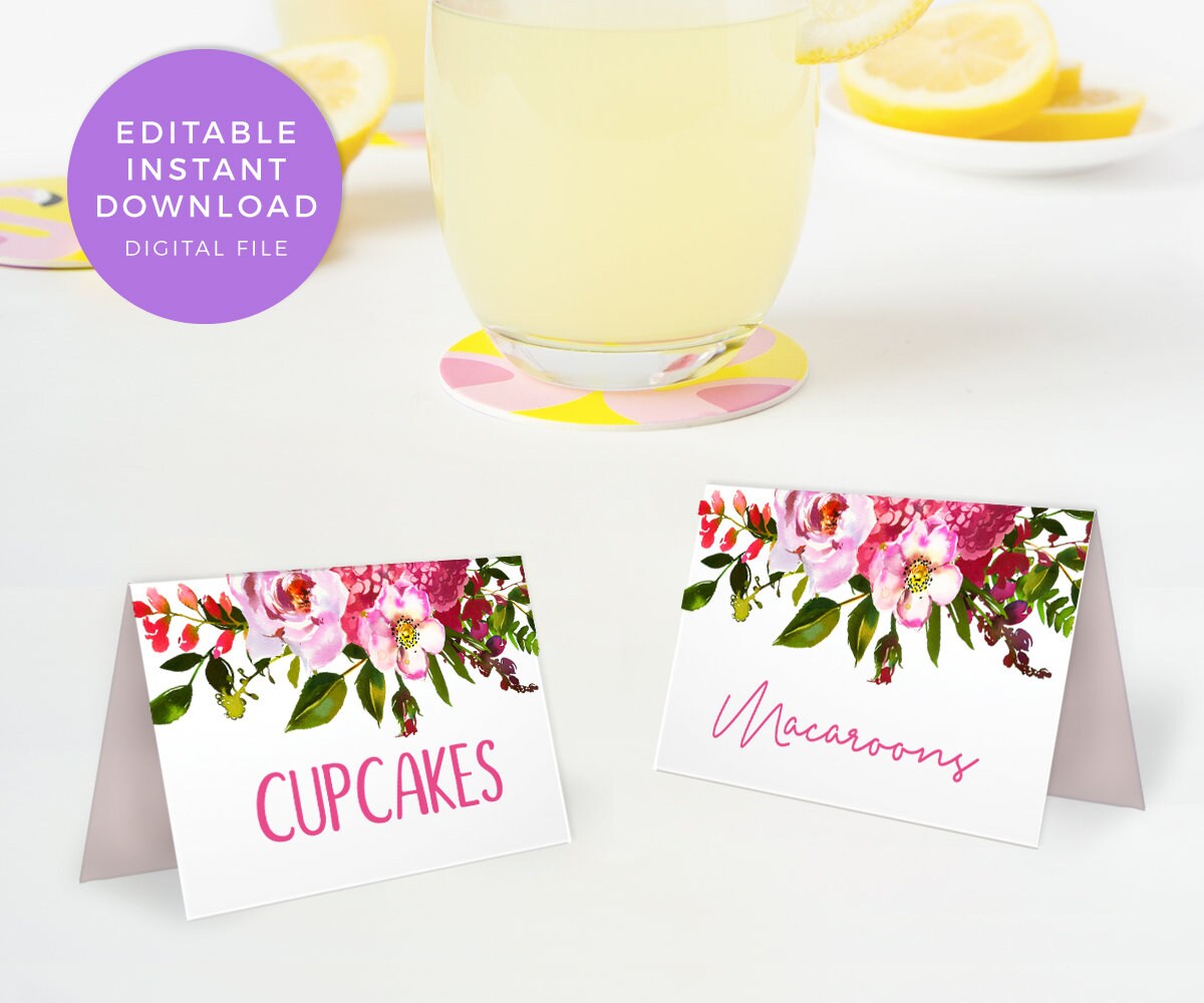 Bright Pink Table Numbers PRINTABLE. Gold Table Number Cards | Etsy