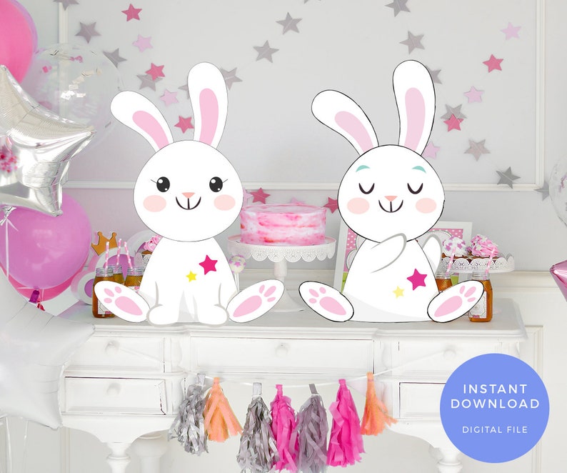 Large Bunny Cutout, PRINTABLE Digital Easter Bunny Cardboard Cut Out ...