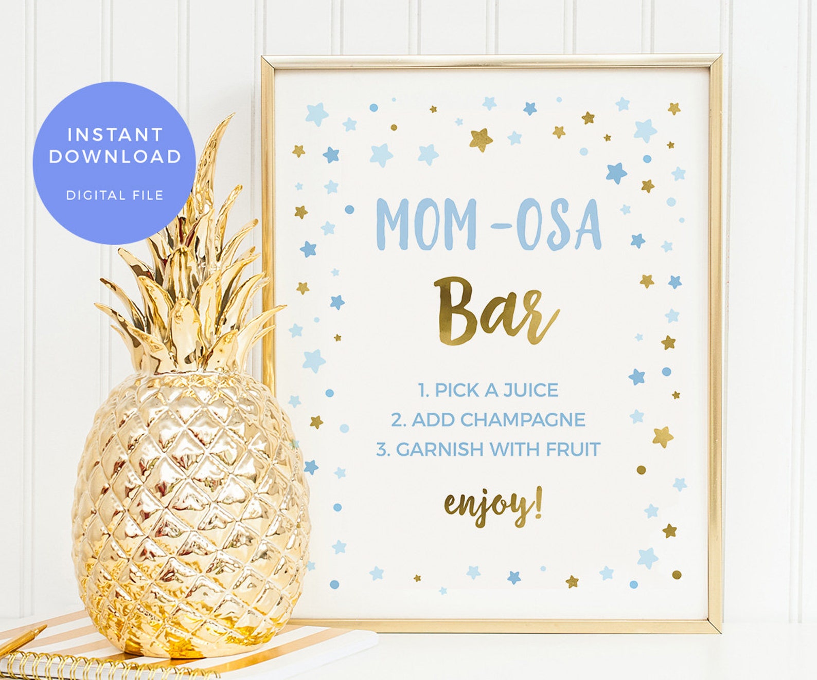 Momosa sign PRINTABLE. Blue Mumosa Baby shower sign INSTANT | Etsy