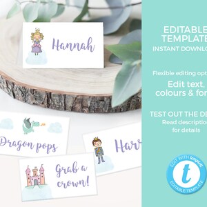 Editable Name Tags 5 DESIGNS, PRINTABLE Party Labels Template, Food ...