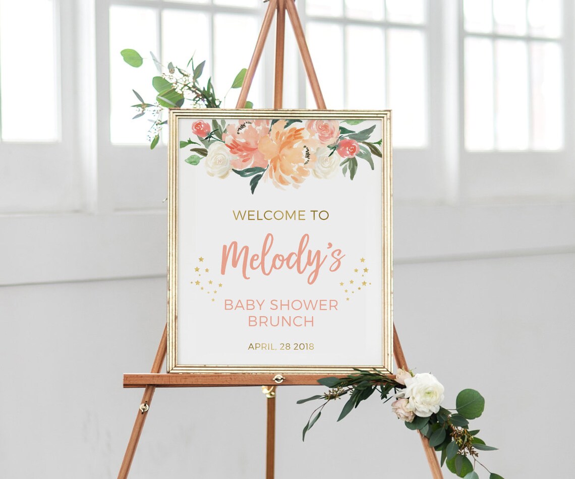 Nappy Raffle Sign and Ticket INSTANT Download, Peach Floral Nappy ...