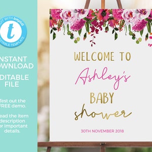 Baby Shower Welcome Sign PRINTABLE, EDITABLE Template, INSTANT Download ...