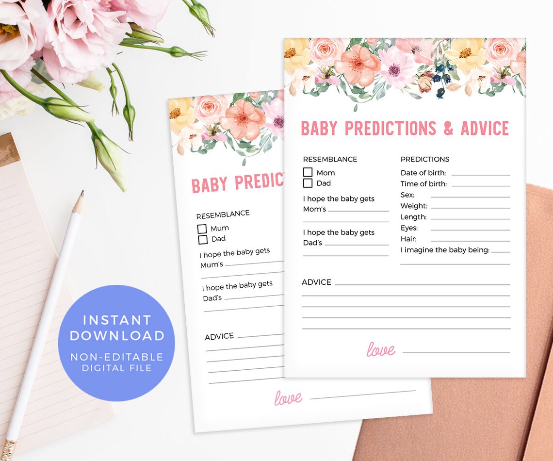 Nappy Raffle Sign and Ticket INSTANT Download Summer Floral - Etsy