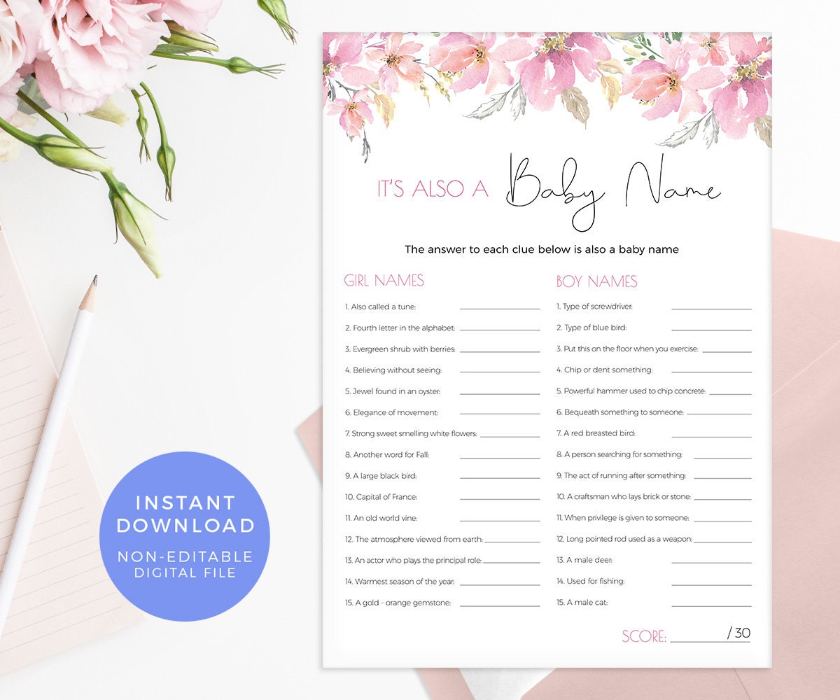 Pink Wishes for baby card PRINTABLE Classy Baby Shower Games | Etsy