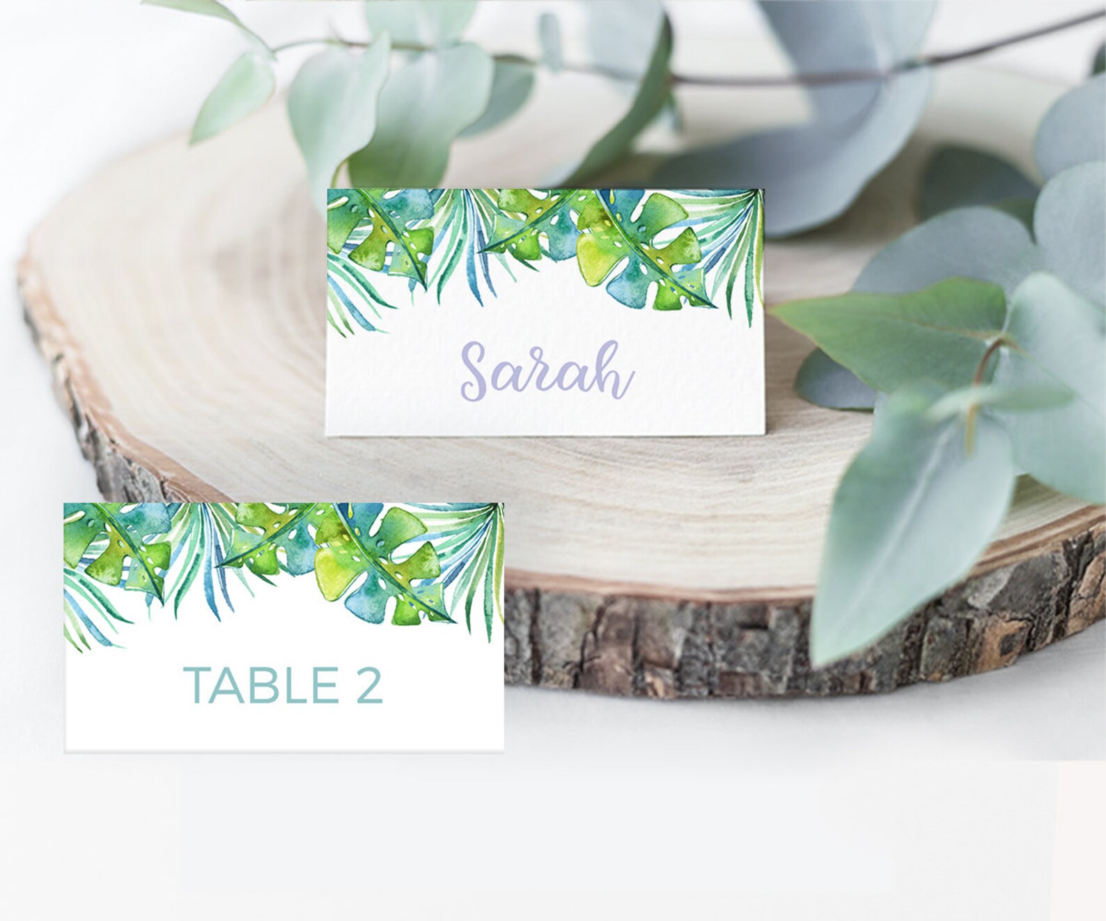 Tropical Place Cards EDITABLE Template Leaf Name Card - Etsy