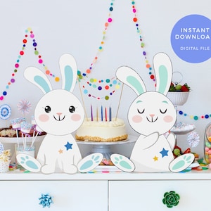 Large Bunny Cutout, PRINTABLE Digital Easter Bunny Cardboard Cut Out ...