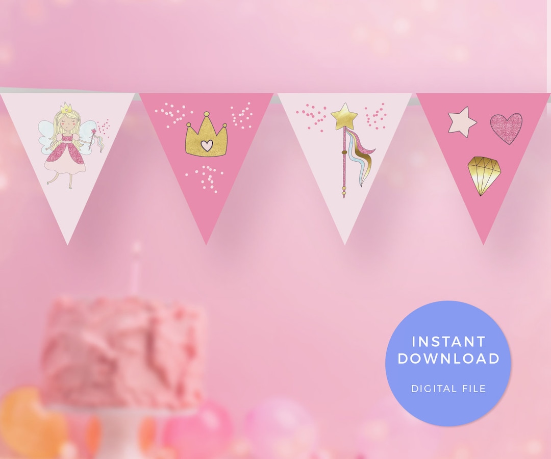 Princess Garland, Princess Bunting, PRINTABLE Princess Party ...