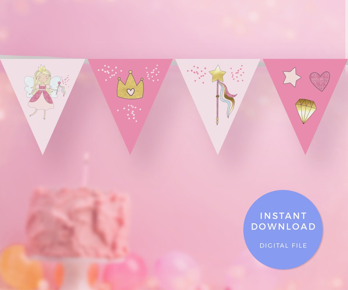 Princess Garland Princess Bunting PRINTABLE Princess Party | Etsy