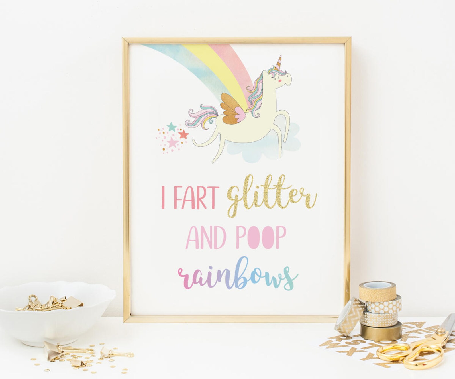 Unicorn art print PRINTABLE Fart glitter Unicorn gift | Etsy