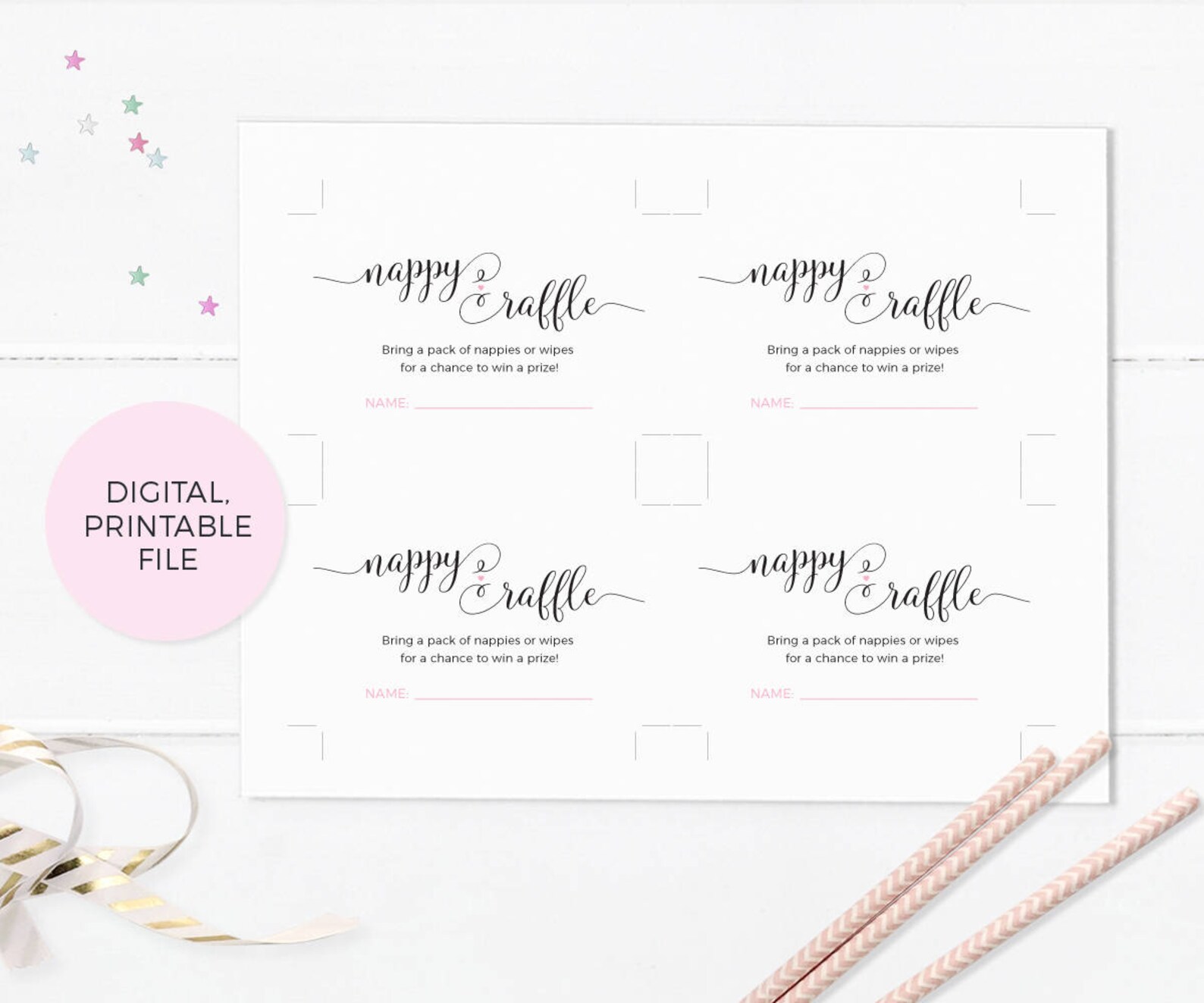 Nappy Raffle Tickets Printable Black Modern Baby Shower Nappy - Etsy