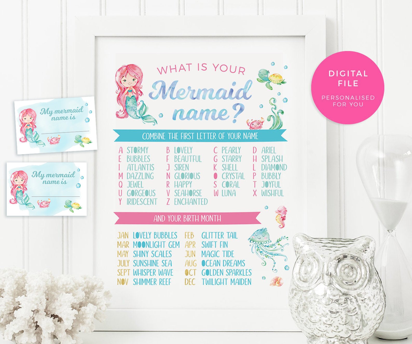 Mermaid Name Sign Printable Mermaid Name Games Mermaid Name | Etsy