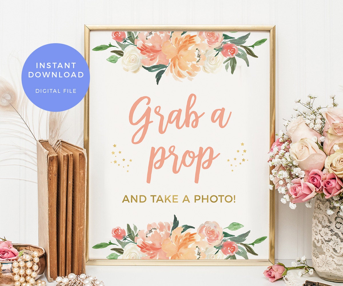 Selfie Sign PRINTABLE. Grab a Prop Sign INSTANT DOWNLOAD Photo | Etsy